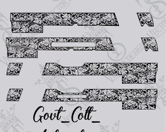 Colt Government 1911 Scroll Vector Design Engraving Files,pistol ...