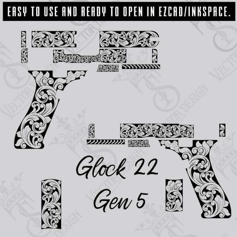 Glock 22 Gen 5 Scroll Vector Design Engraving Files,pistol Engrave ...
