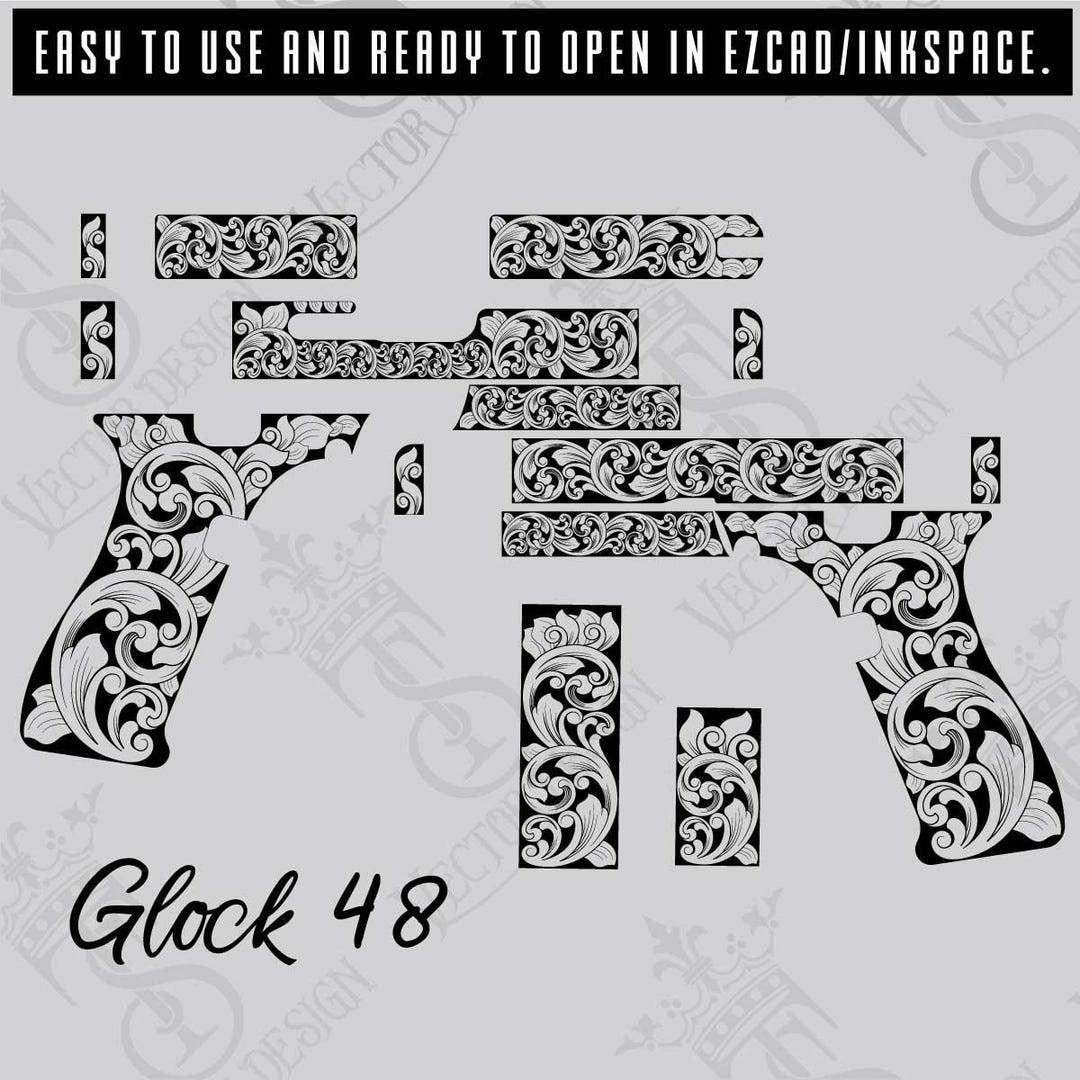 Glock 48 Scroll Vector Design Engraving Files,pistol Engrave,vector ...