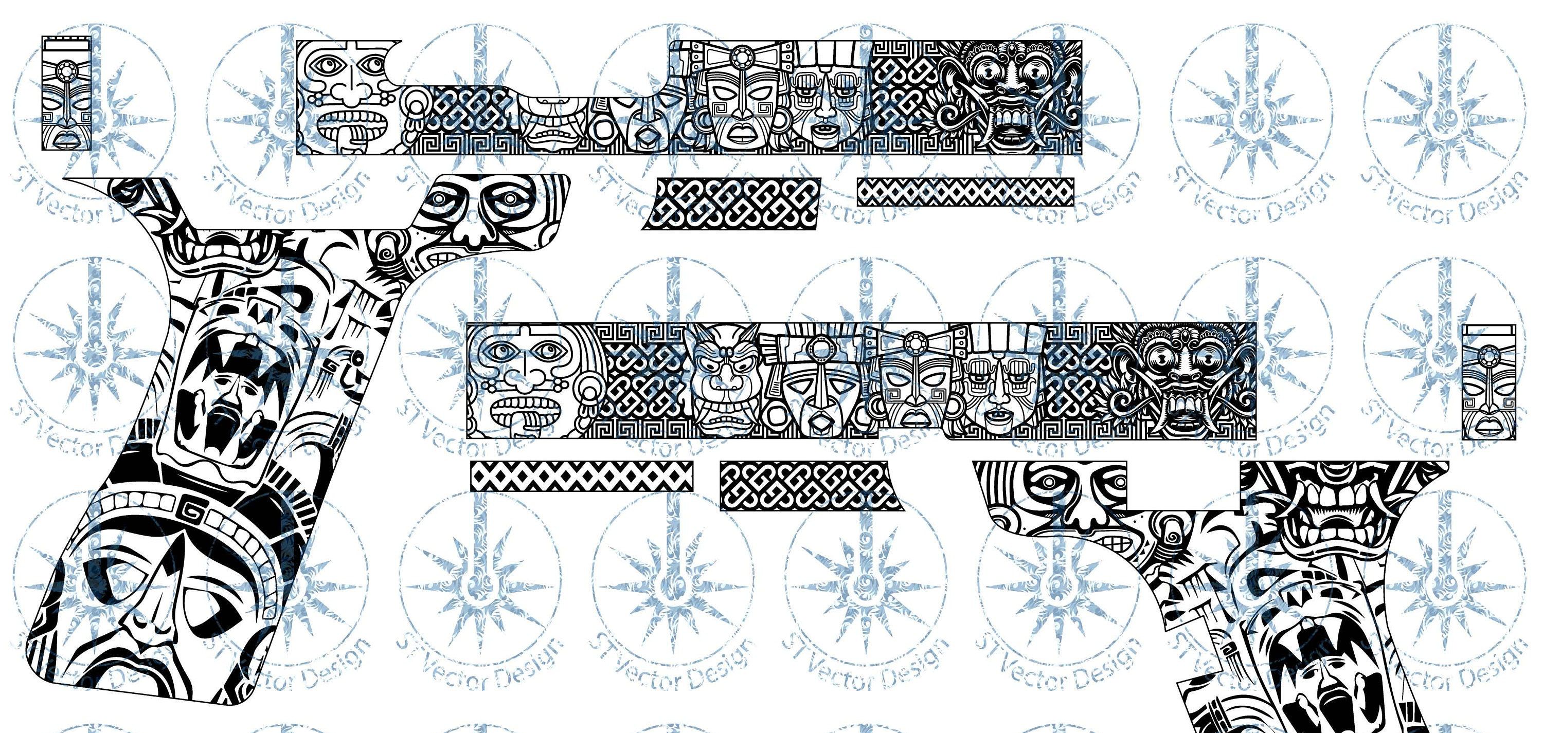 Glock 19 Aztec Design Engraving Filespistol Engravevector - Etsy