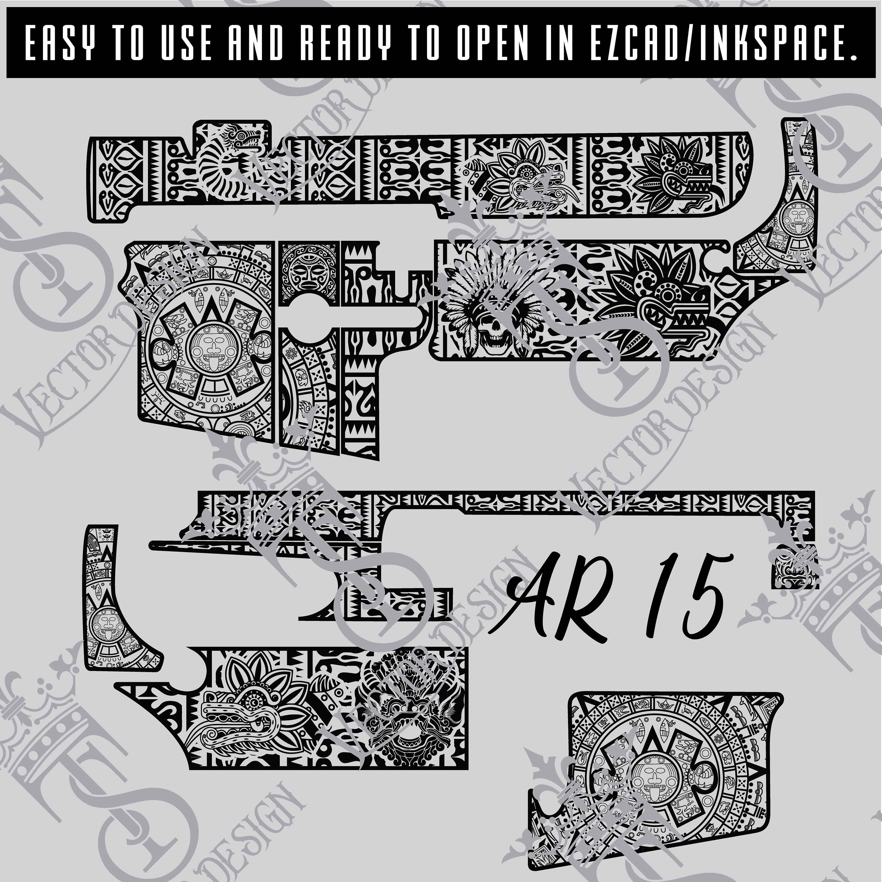 AR 15 Aztec Vector Design Engraving Files,pistol Engrave,vector ,laser ...