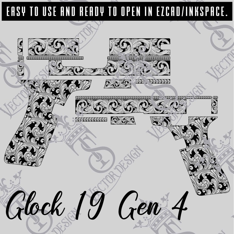 Glock 19 Gen 4 Scroll Vector Design Engraving Files,pistol Engrave ...