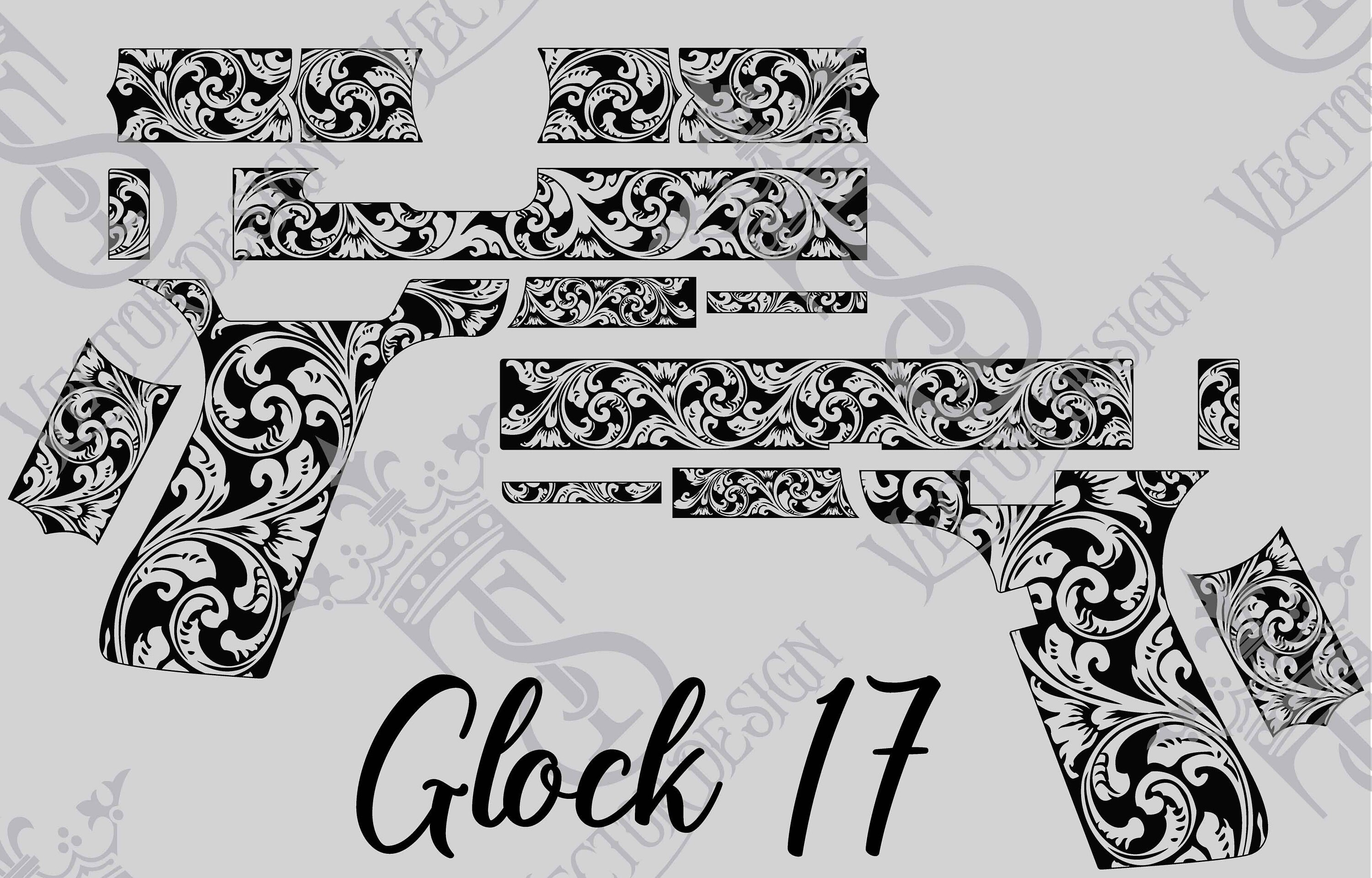 Glock 17 Scroll Vector Design Engraving Files,pistol Engrave,vector ...