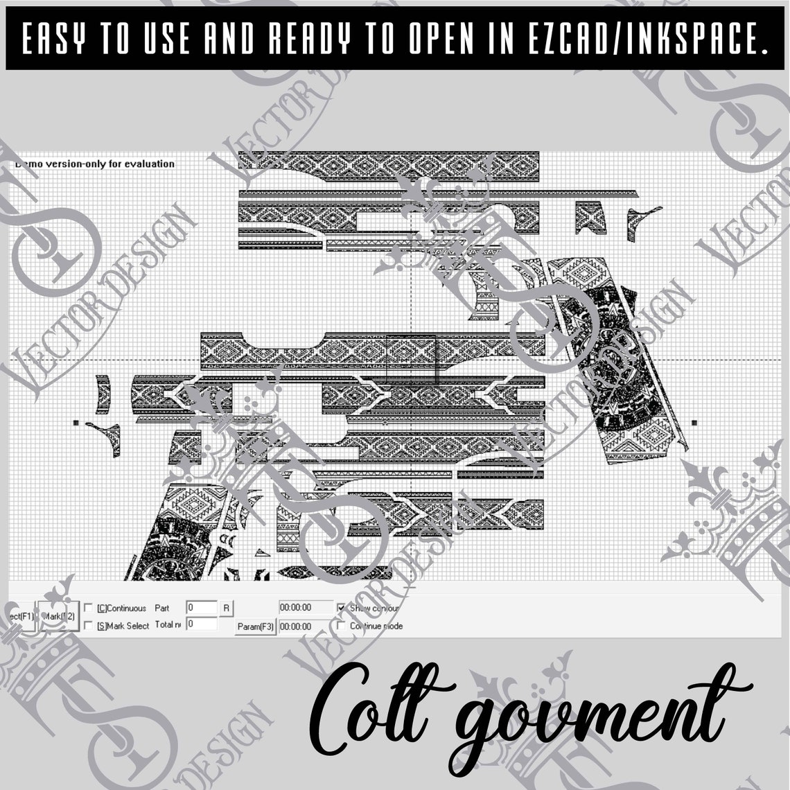 Colt Government 1911 Aztec Vector Design Engraving Files,pistol Engrave ...