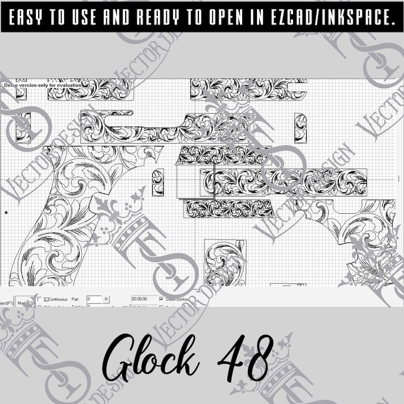 Glock 48 Scroll Vector Design Engraving Files,pistol Engrave,vector ...