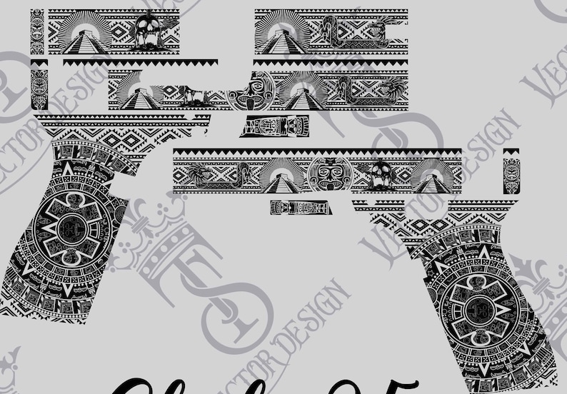 Glock 25 Aztec Vector Design Engraving Files,pistol Engrave,vector ...