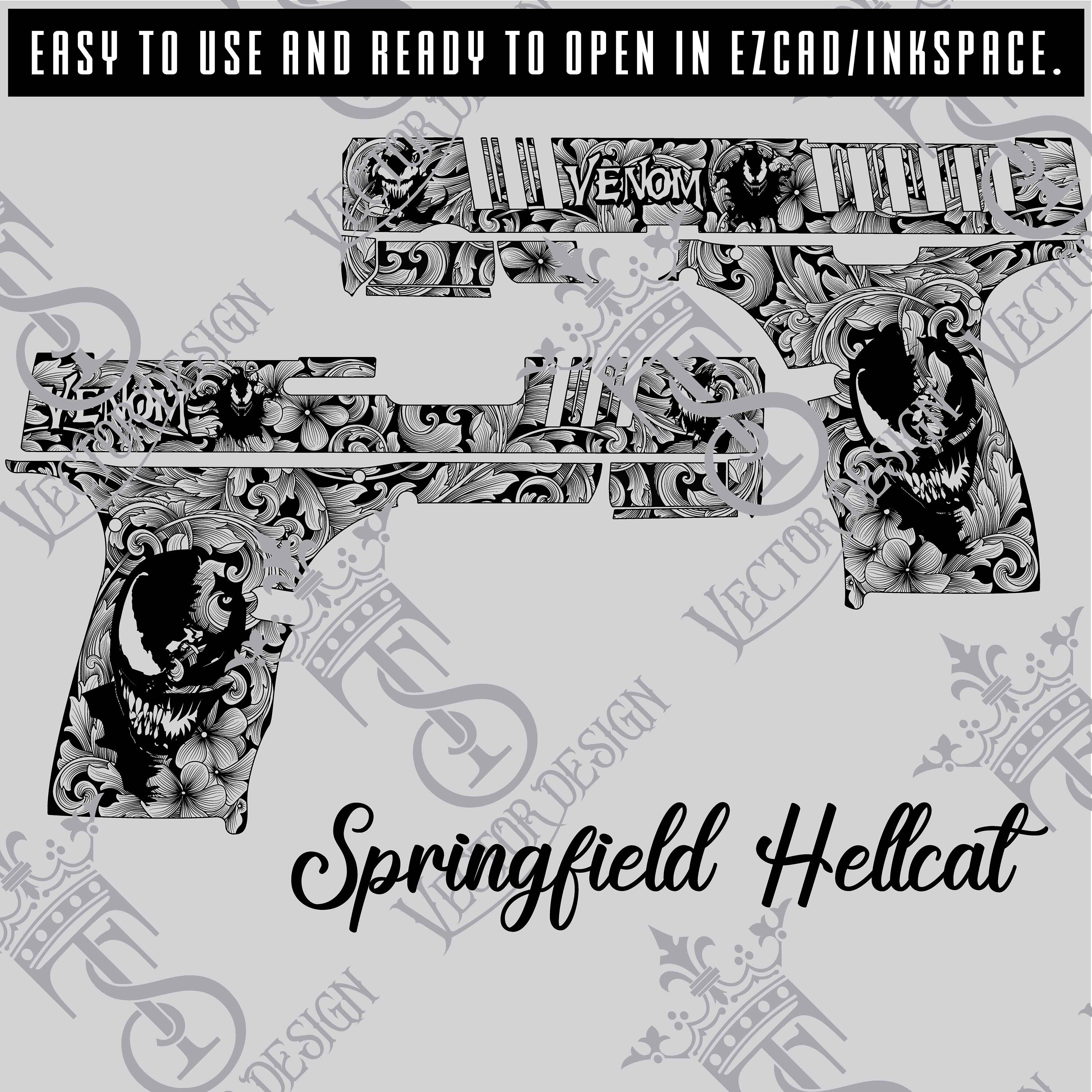 Springfield Hellcat Venom Vector Design Engraving Files,pistol Engrave,vector ,laser Engraving ...
