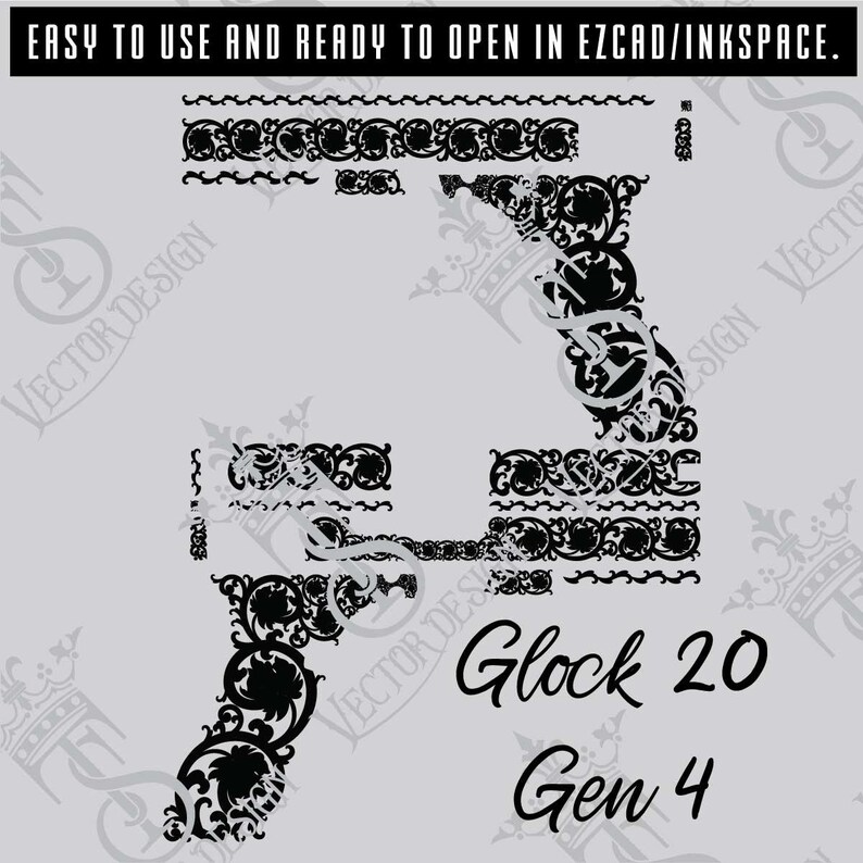 Glock 20 Gen 4 Scroll Vector Design Engraving Files,pistol Engrave ...