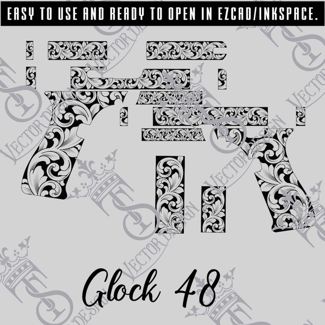 Glock 48 Scroll Vector Design Engraving Files,pistol Engrave,vector ...