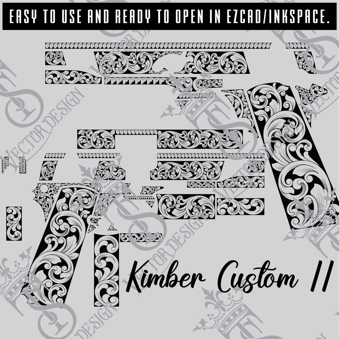 Kimber Custom-ii Scroll Vector Design Engraving Files,pistol Engrave ...