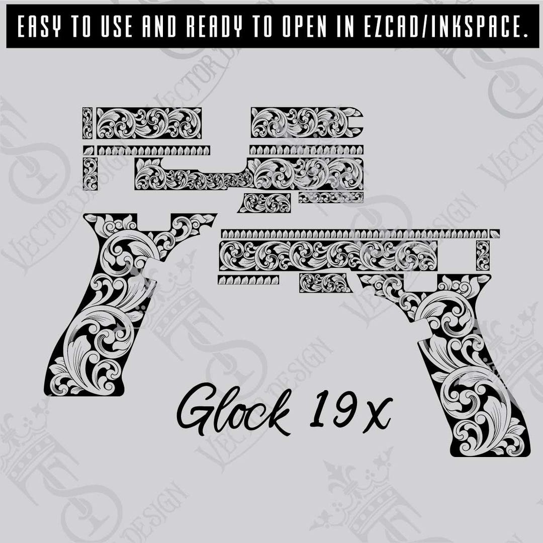 Glock 19X Scroll Vector Design Engraving Files,pistol Engrave,vector ...