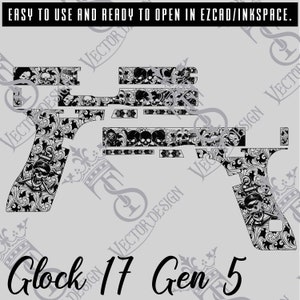 Glock 17 Gen 5 Scroll With Skull Vector Design Engraving Files,pistol ...