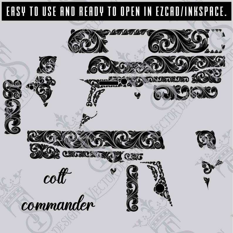 Colt Commander Automatic Caliber 45 Scroll Vector Design Engraving ...