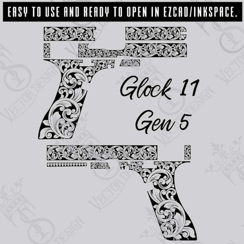 Glock 17 Gen 5 Scroll Vector Design Engraving Files,pistol Engrave ...