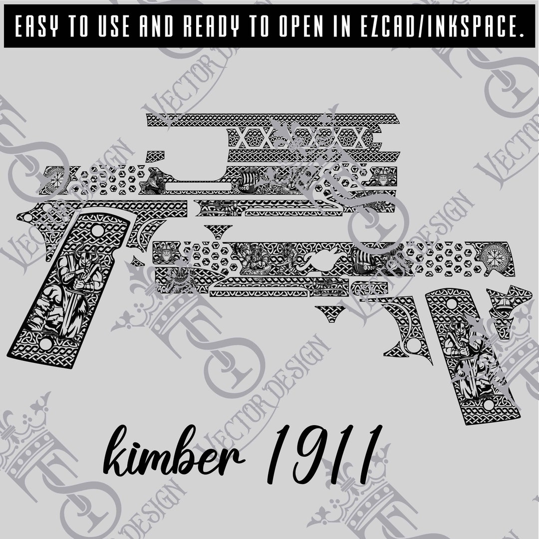 Kimber 1911 Full Size 45 ACP Vking Vector Design Engraving Files,pistol ...