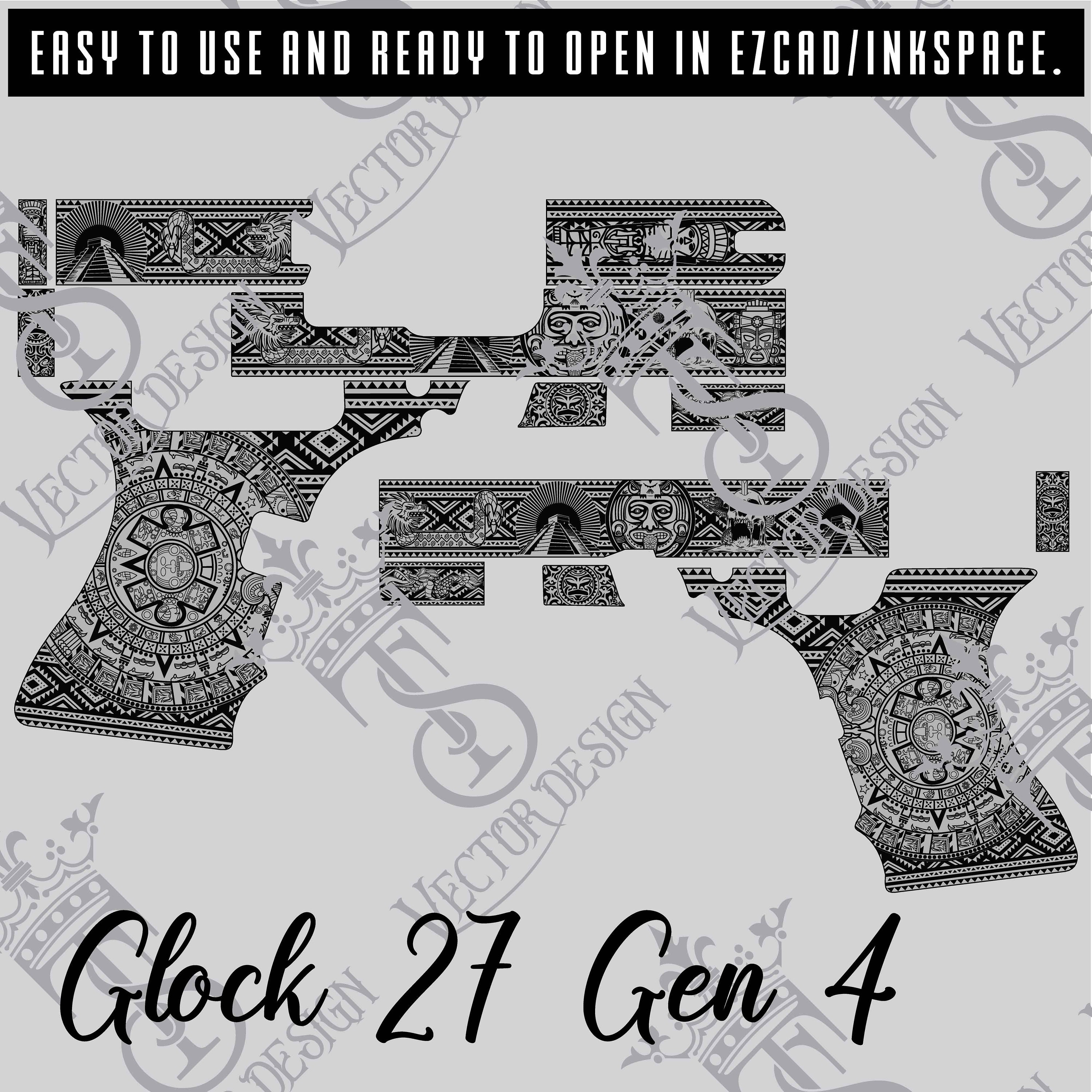 Glock 27 Gen 4 Aztec Vector Design Engraving Files,pistol Engrave ...