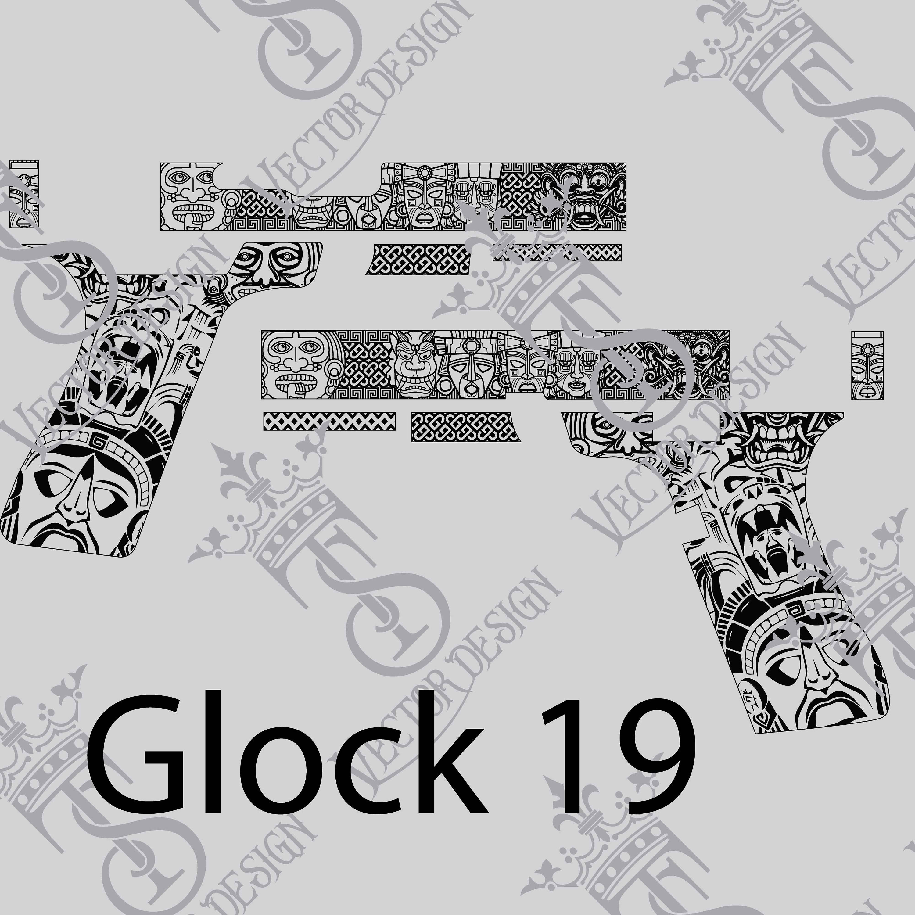 Glock 19 Aztec Design Engraving Files,pistol Engrave,vector ,laser ...