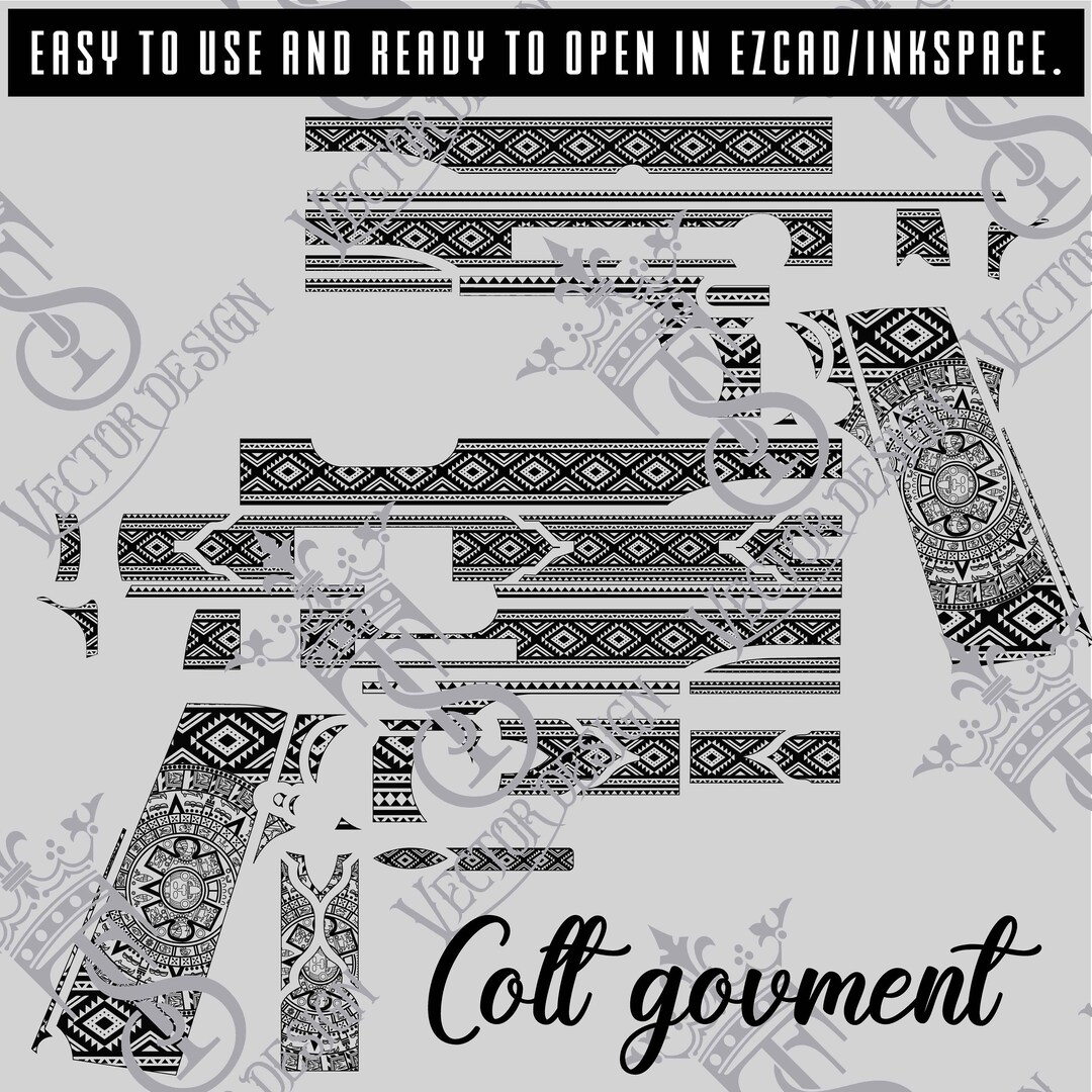 Colt Government 1911 Aztec Vector Design Engraving Files,pistol Engrave ...