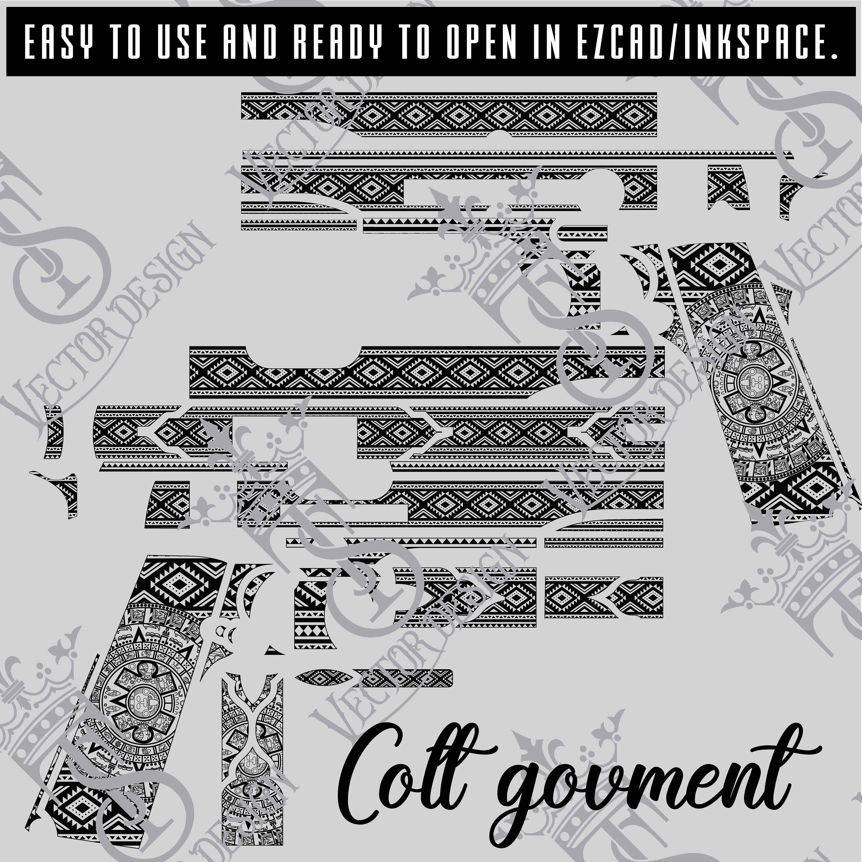 Colt Government 1911 Aztec Vector Design Engraving Files,pistol Engrave ...