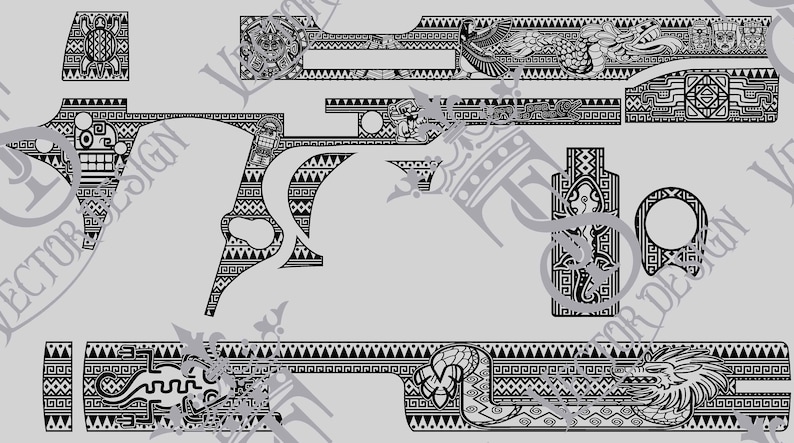 Colt 1911 Aztec Design Engraving Files,pistol Engrave,vector ,laser Engraving Svg Dxf Ai Digital ...
