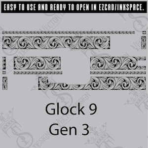 Glock 19 Gen 3 Scroll design Engraving Files,pistol Engrave,vector Scroll Desing,laser Engraving ...