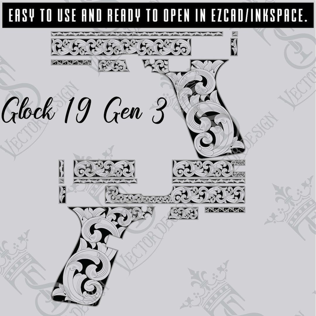 Glock 19 Gen 3 Scroll Vector Design Engraving Files,pistol Engrave ...
