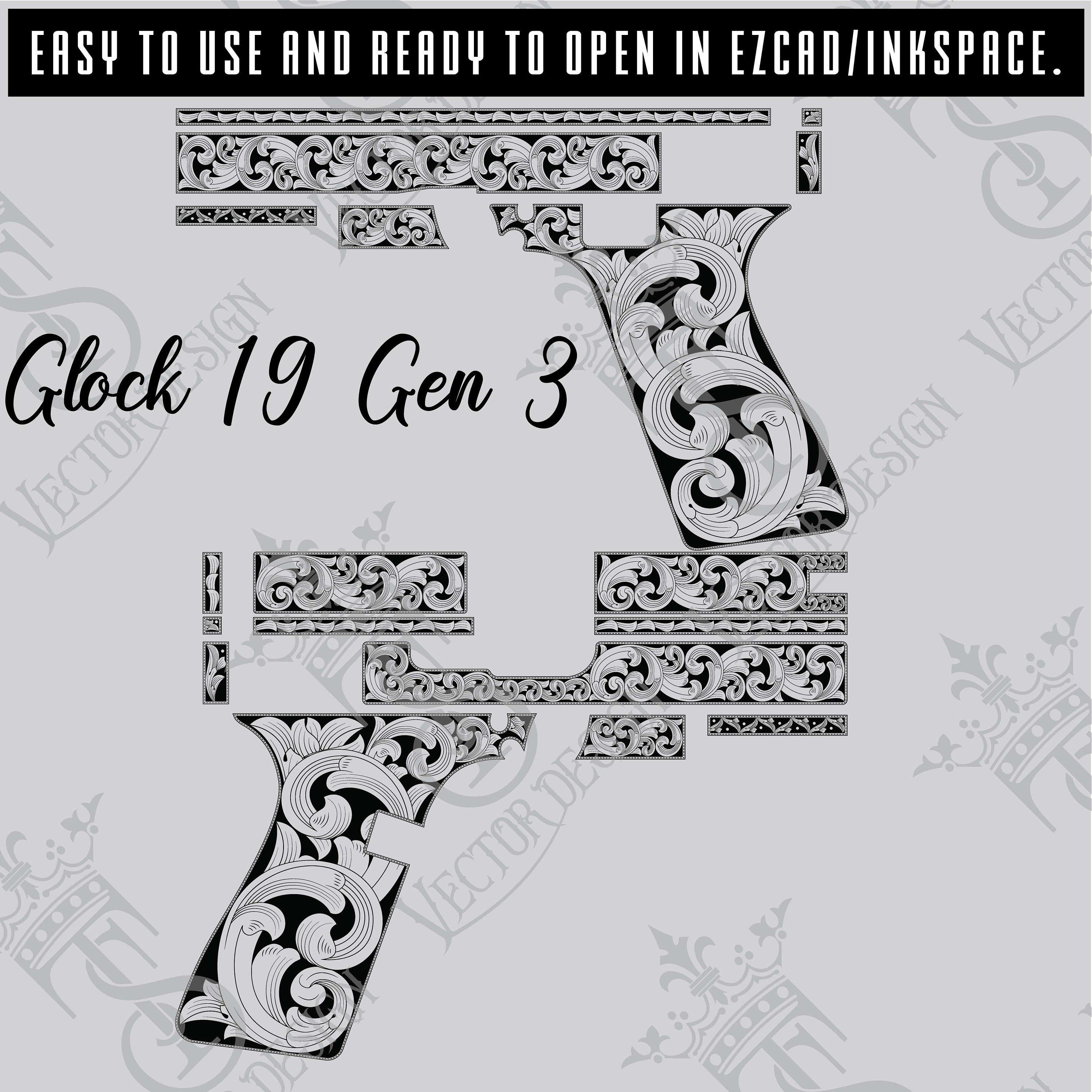 Glock 19 Gen 3 Scroll Vector Design Engraving Files,pistol Engrave ...