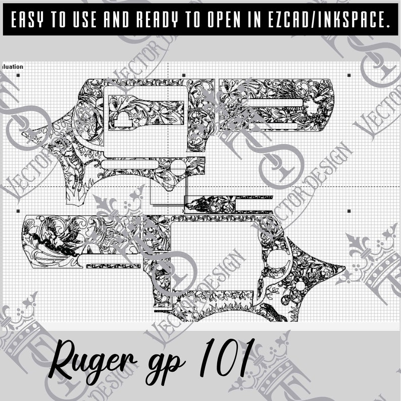 Ruger SP101 Revolver Scroll Hunting Scene Vector Design (digital ...