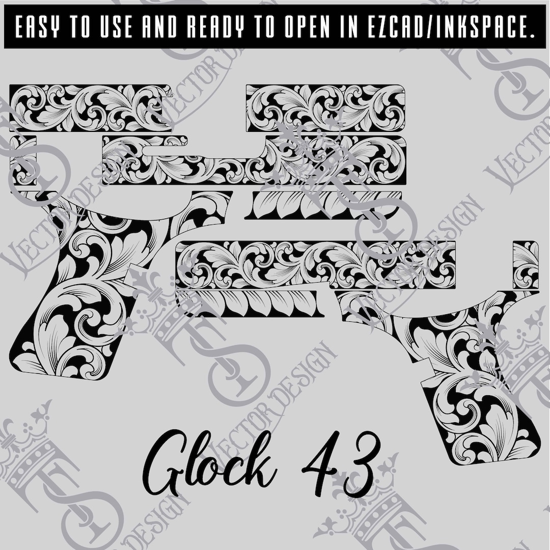 Glock 43 Scroll Vector Design Engraving Files,pistol Engrave,vector ...