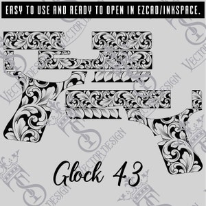 Glock 43 Scroll Vector Design Engraving Files,pistol Engrave,vector ,laser Engraving Svg Dxf Ai ...