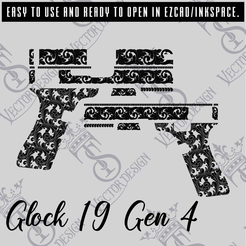 Glock 19 Gen 4 Scroll Vector Design Engraving Files,pistol Engrave ...
