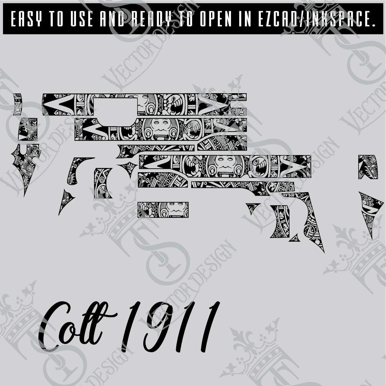 Colt 1911 Aztec Vector Design Engraving Files,pistol Engrave,vector ...