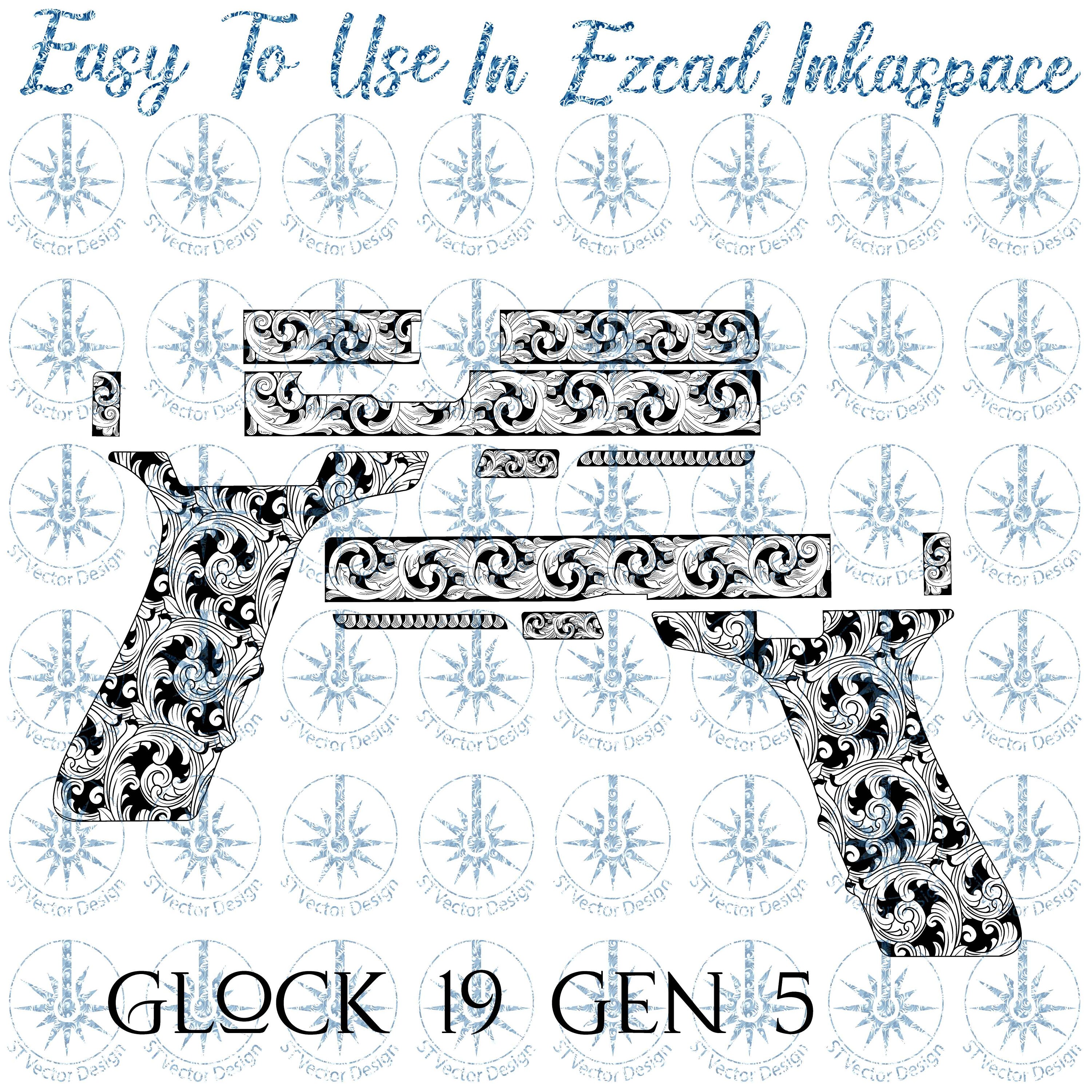 Glock 19 Gen 5 Scrolldesign Engraving Filespistol - Etsy