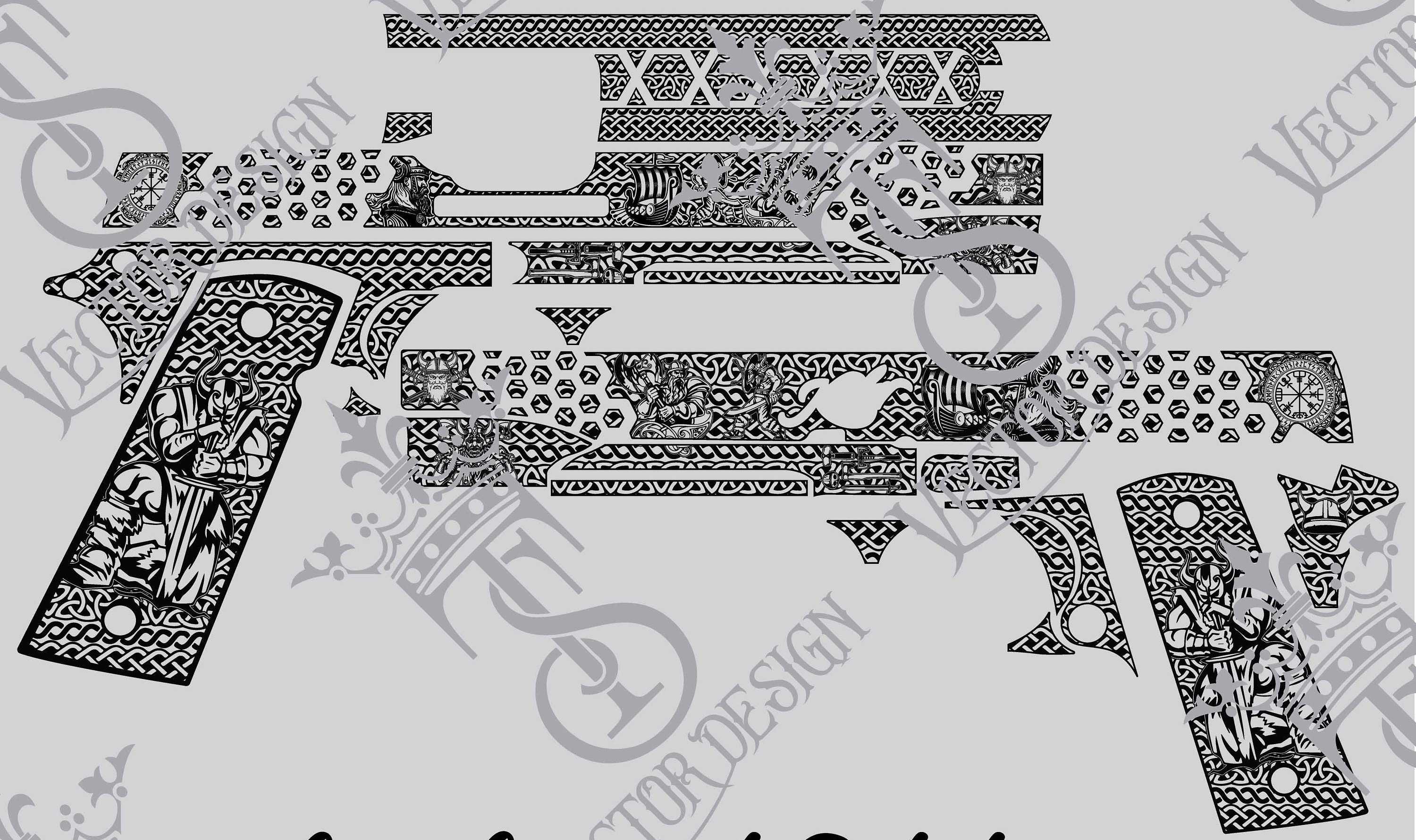 Kimber 1911 Full Size 45 ACP Vking Vector Design Engraving Files,pistol ...