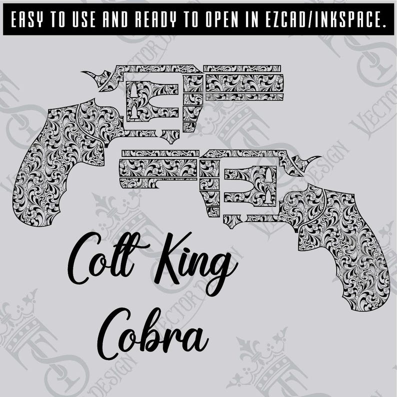 Colt King Cobra Filigree Vector Design: Laser Engraving Files (SVG/DXF ...
