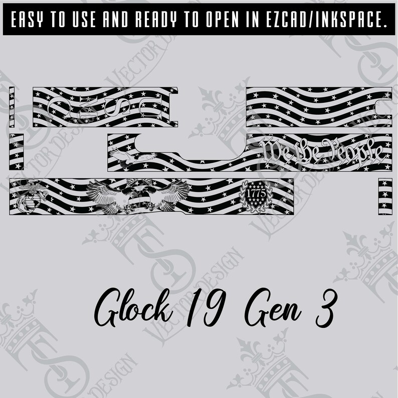 Glock-19 Gen 3 American Theme Design Gun Engraving Files,pistol Engrave ...
