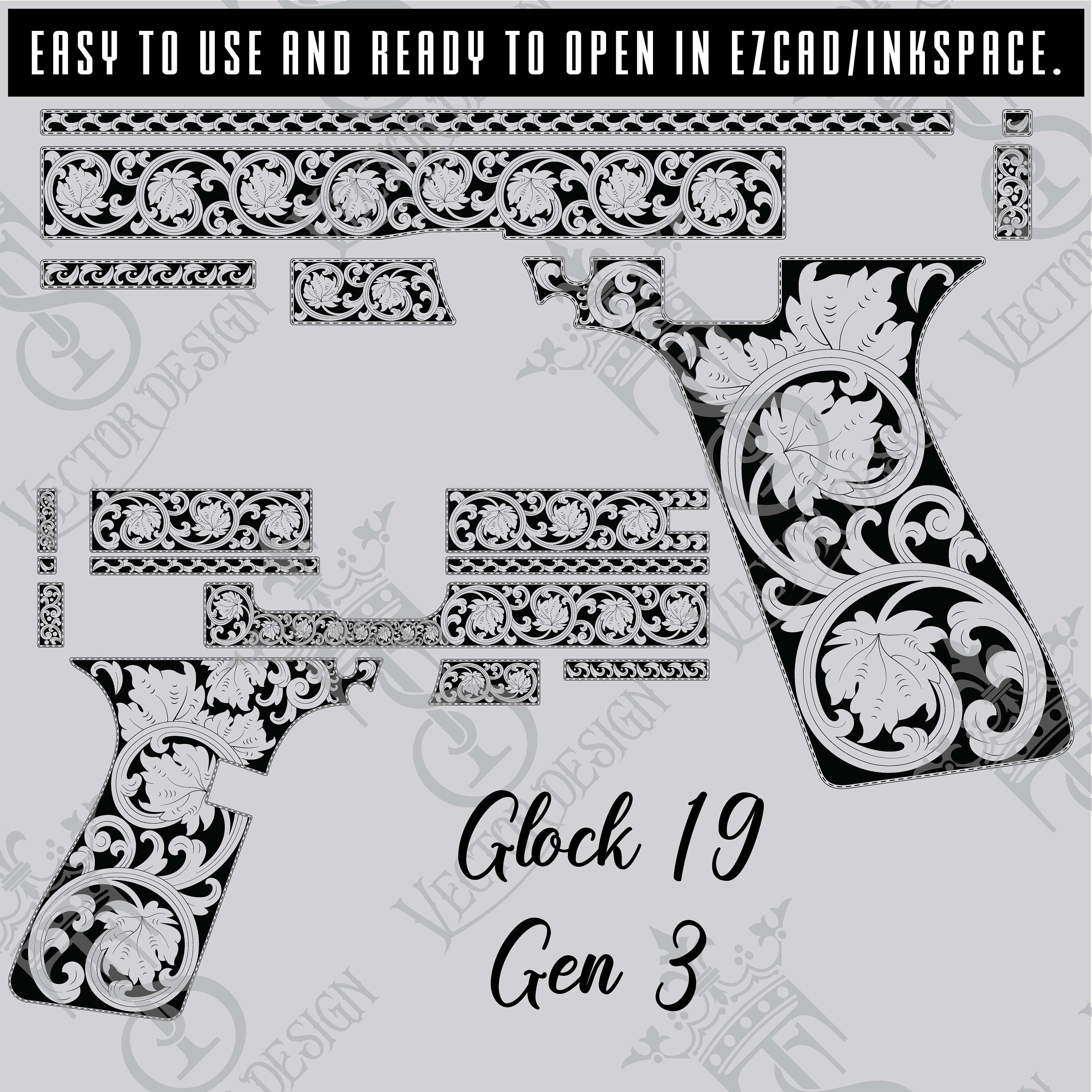 Glock 19 Gen 3 Scroll Vector Design Engraving Files,pistol Engrave ...