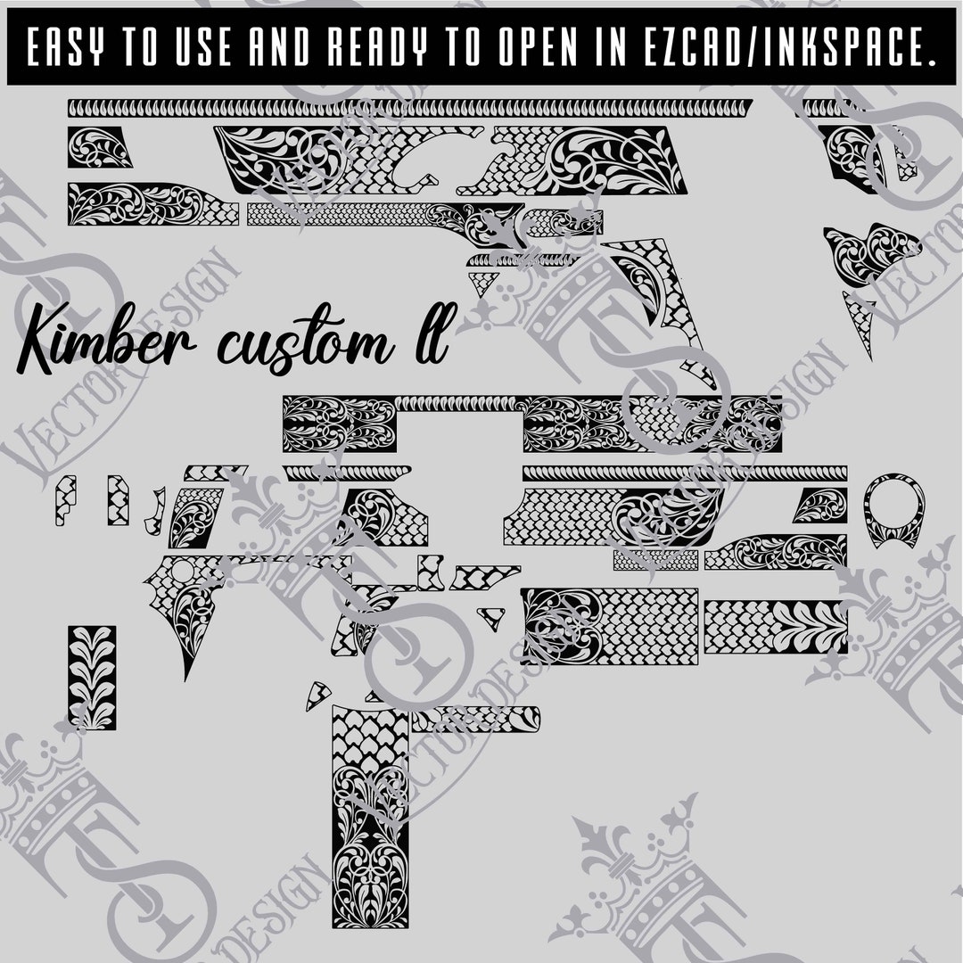 Kimber Custom Ll Scrolls and Scale Vector Design Engraving Files,pistol ...