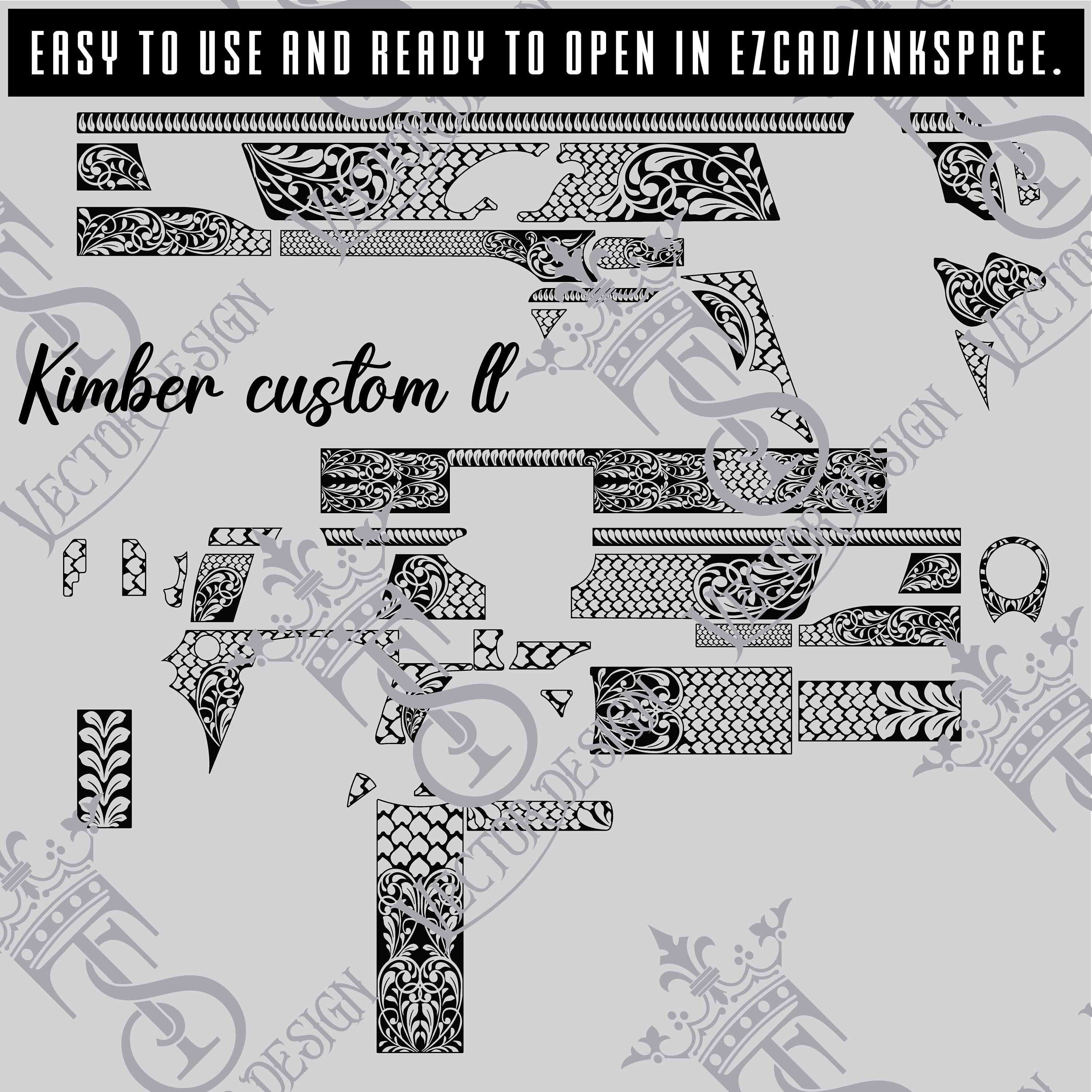 Kimber Custom Ll Scrolls and Scale Vector Design Engraving Files,pistol ...