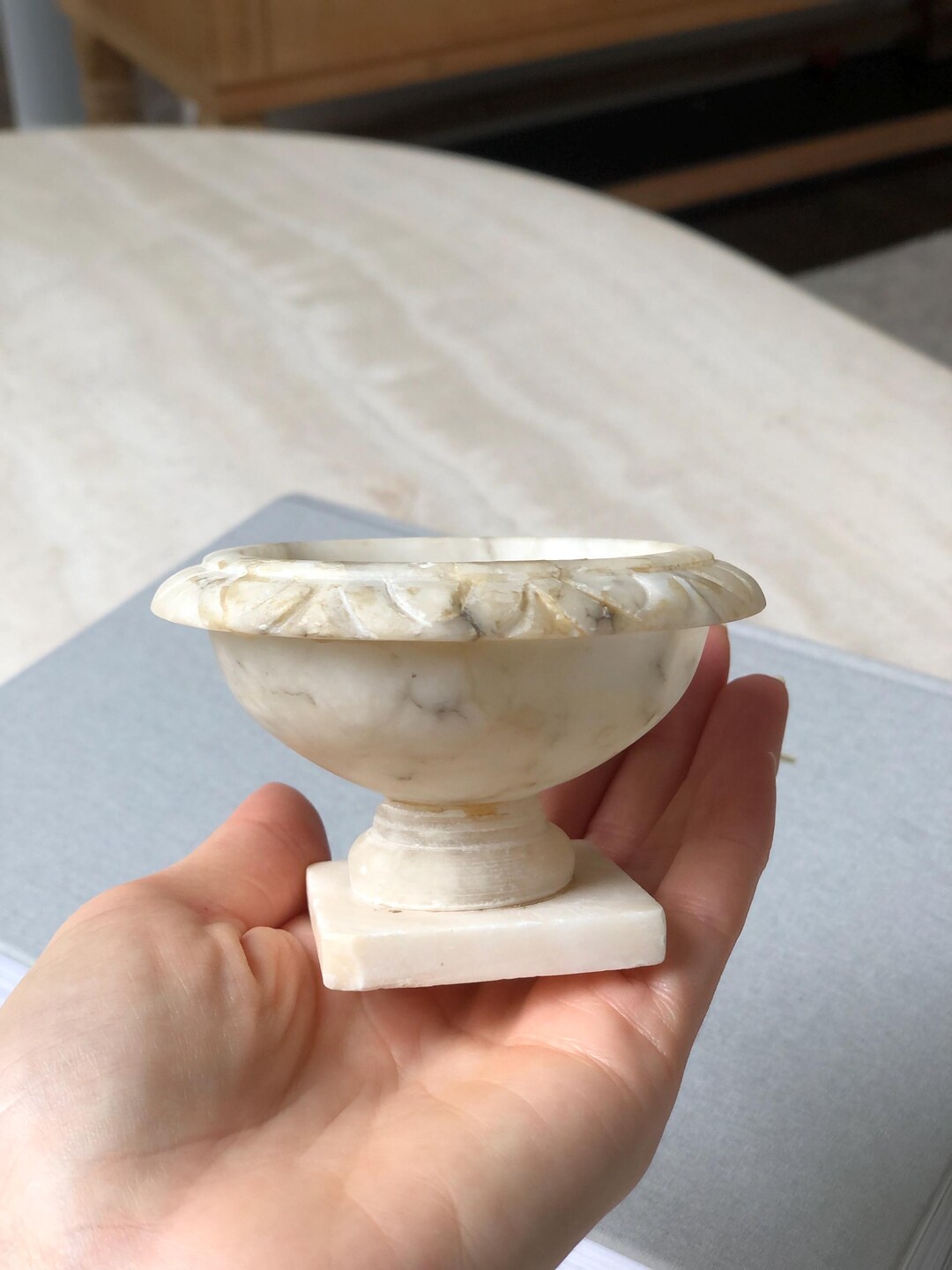 Mini Alabaster Bird Bath | Ring Dish | Jewelry Bowl | Matchstick Holder ...