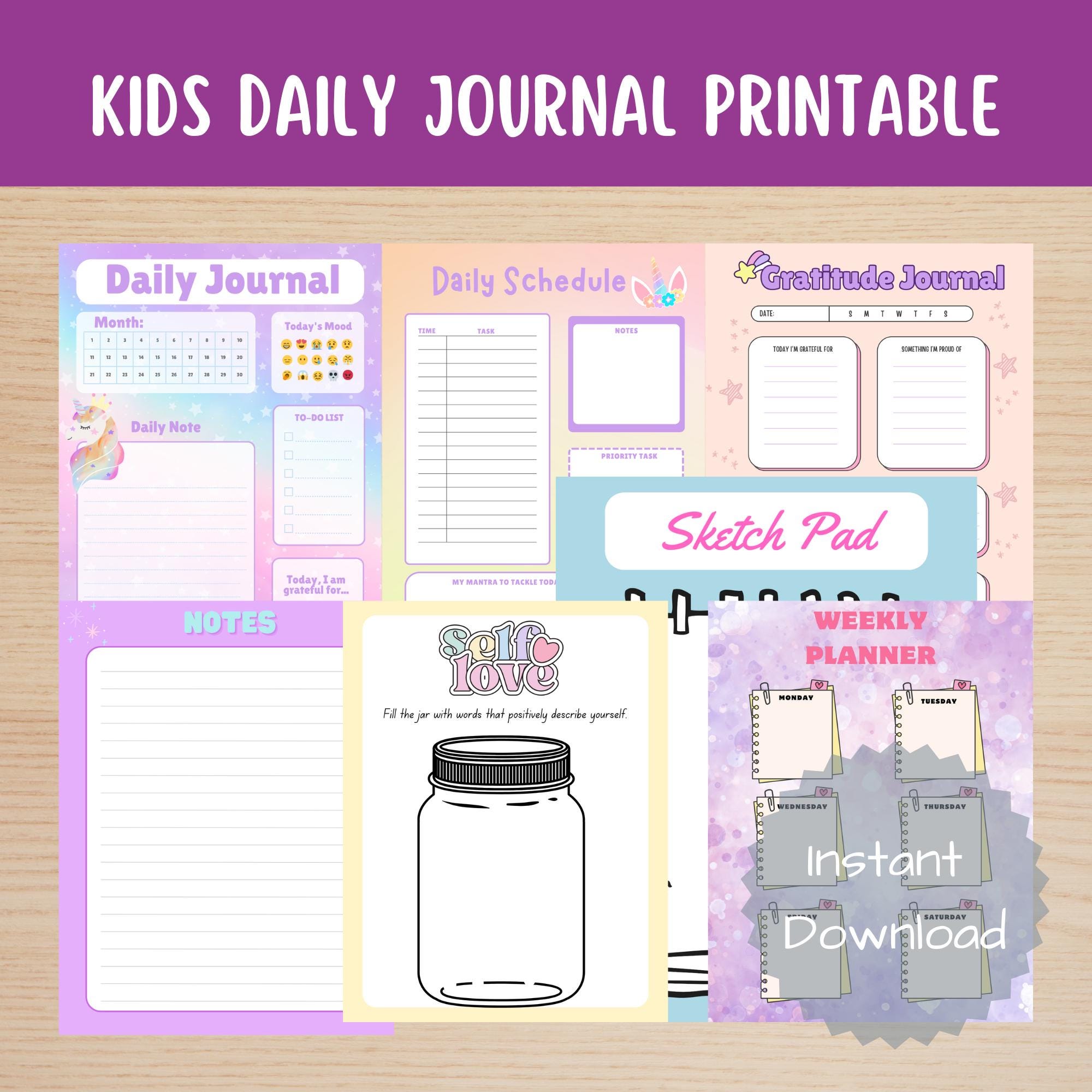Kids Daily Journal Printable, Kids Diary Printable, Journal for Kids ...