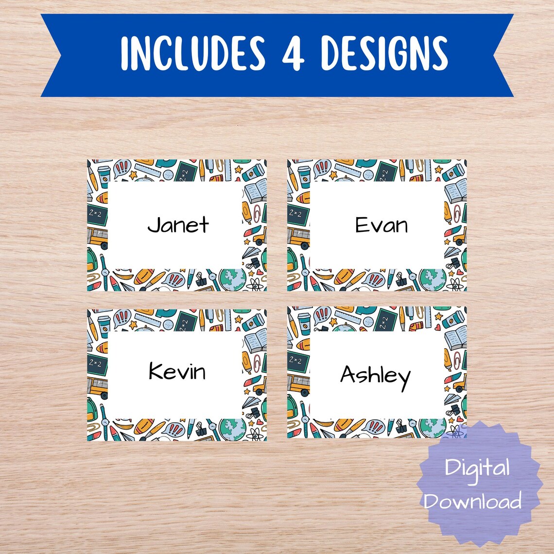 EDITABLE Name Label for School, Printable Classroom Name Tags, School ...