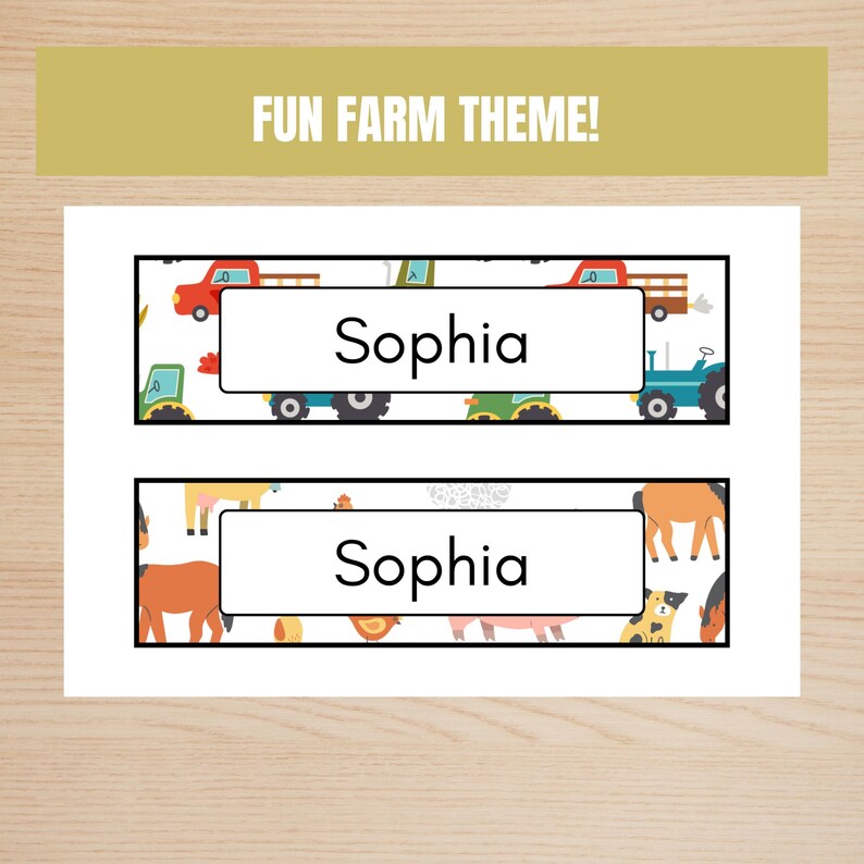 EDITABLE Name Label for School, Printable Classroom Name Tags, Farm ...