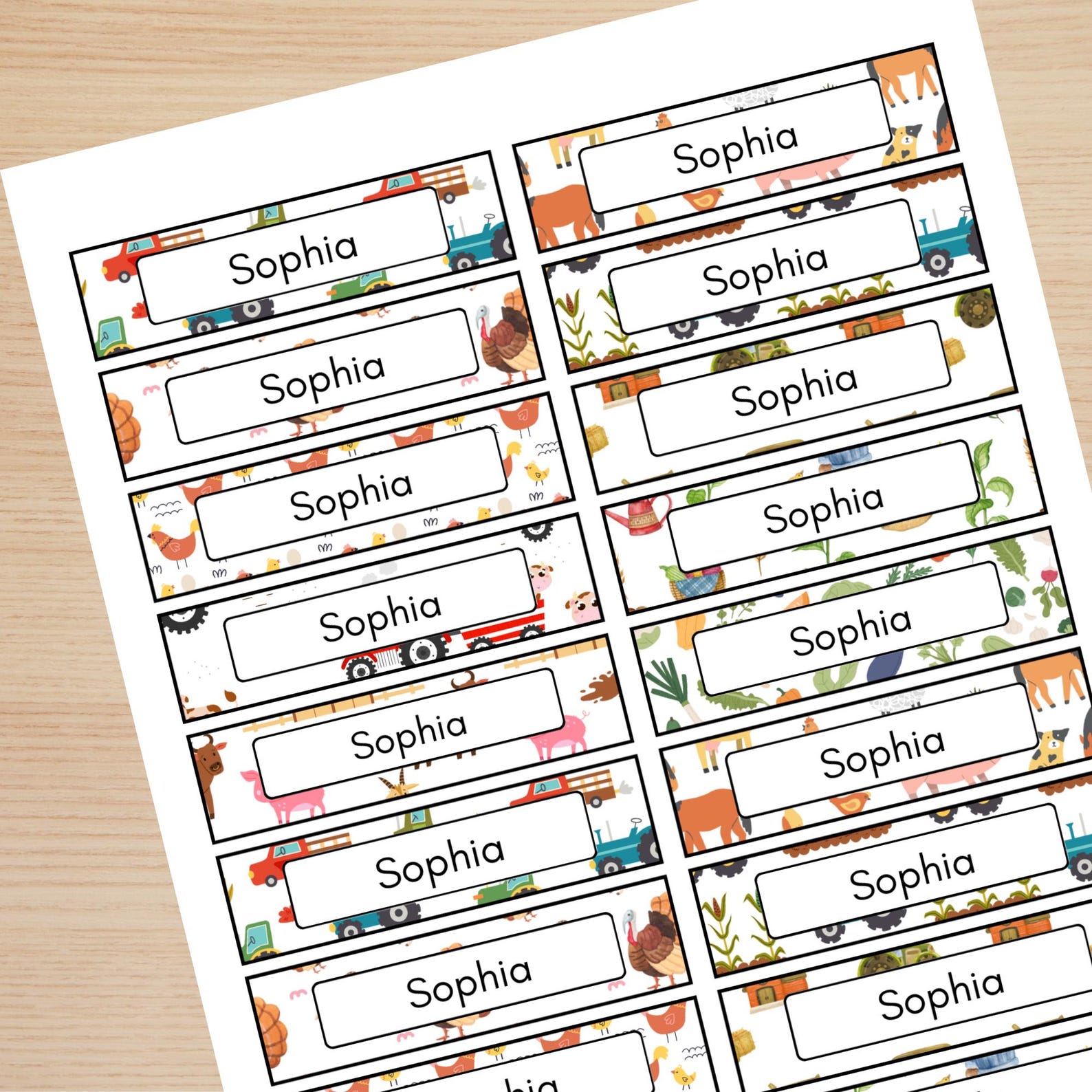 EDITABLE Name Label for School, Printable Classroom Name Tags, Farm ...