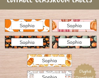 EDITABLE Name Label for School, Printable Classroom Name Tags, Fall ...