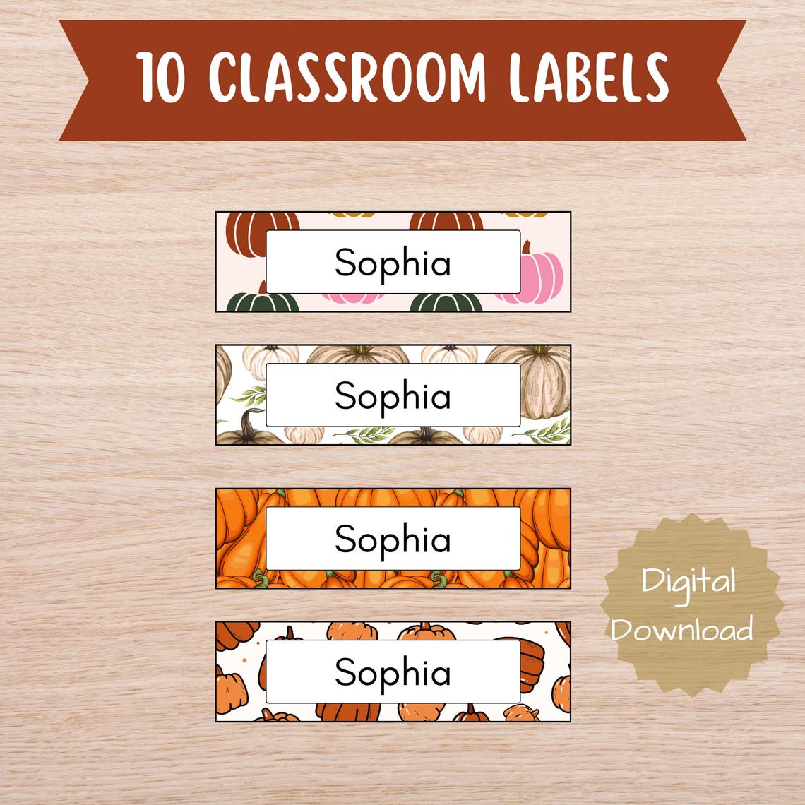 EDITABLE Name Label for School, Printable Classroom Name Tags, Pumpkin ...