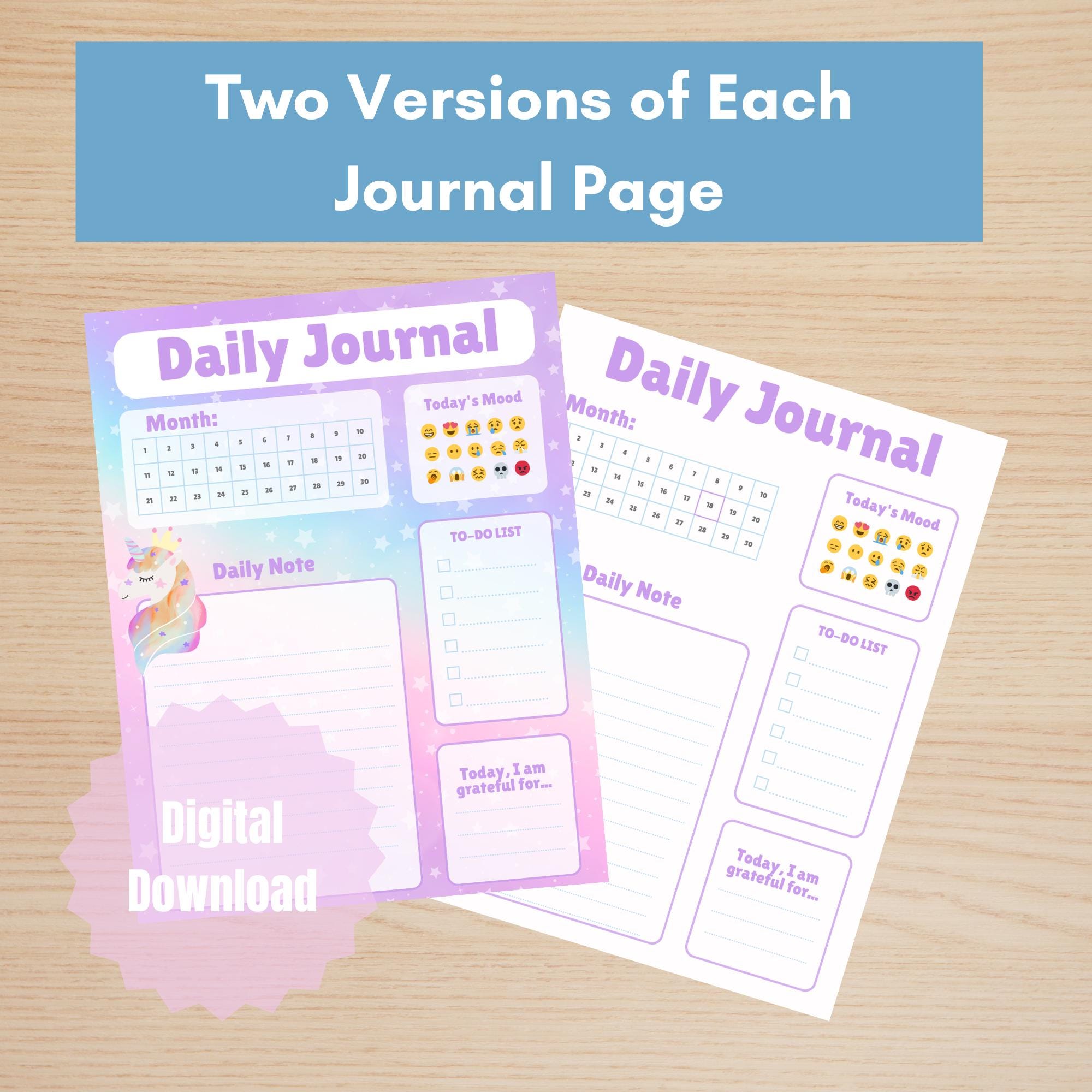 Kids Daily Journal Printable, Kids Diary Printable, Journal for Kids ...