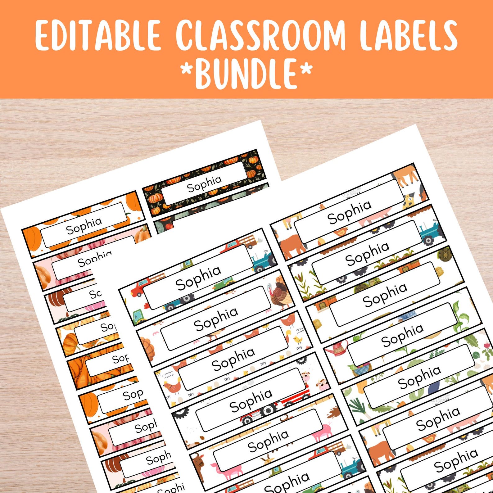 EDITABLE Name Label for School, Printable Classroom Name Tags, Fall ...