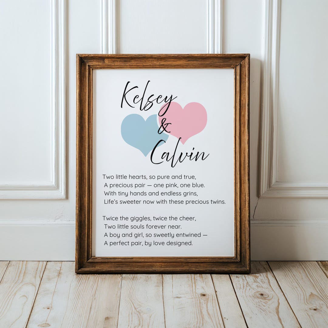 Twin Poem, Nursery Poem Art, Twin Nursery, Twin Nursery Decor, Twin ...