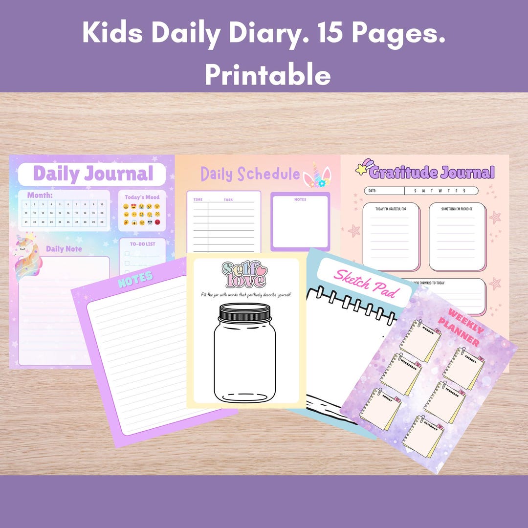 Kids Daily Diary Printable, Kids Diary Printable, Journal for Kids ...